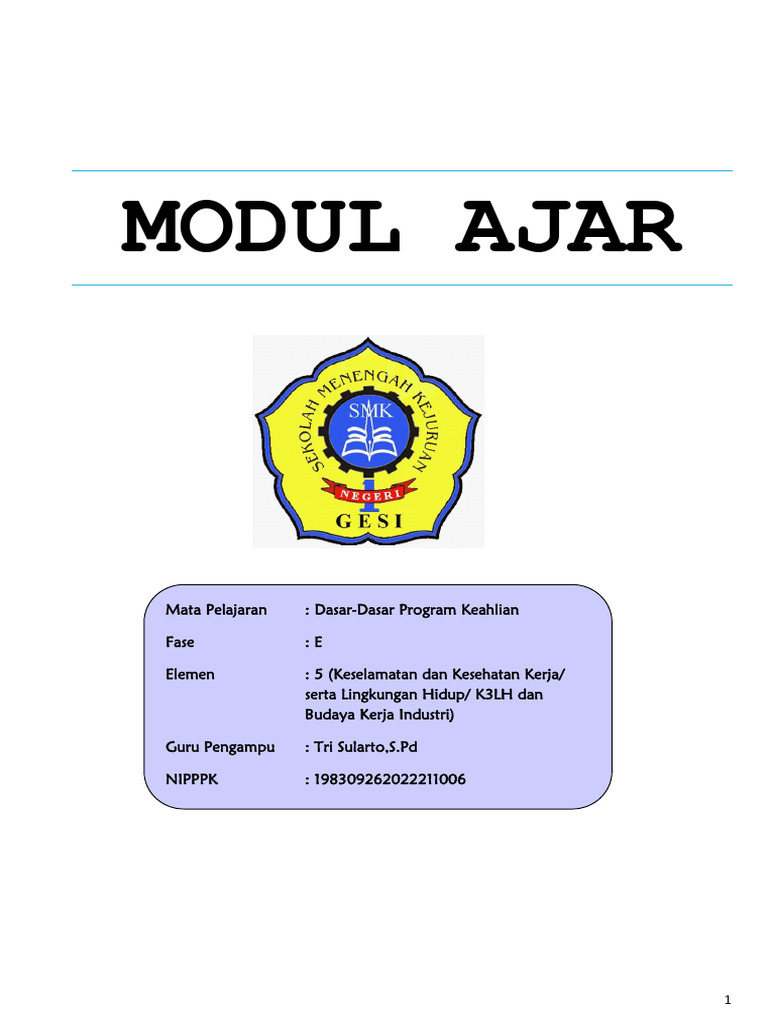 Modul Ajar Kelas 1 | PDF