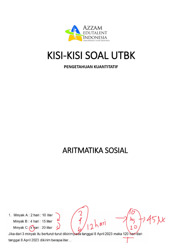 Pembahasan Kisi-Kisi Soal Utbk PK Part 1 | PDF
