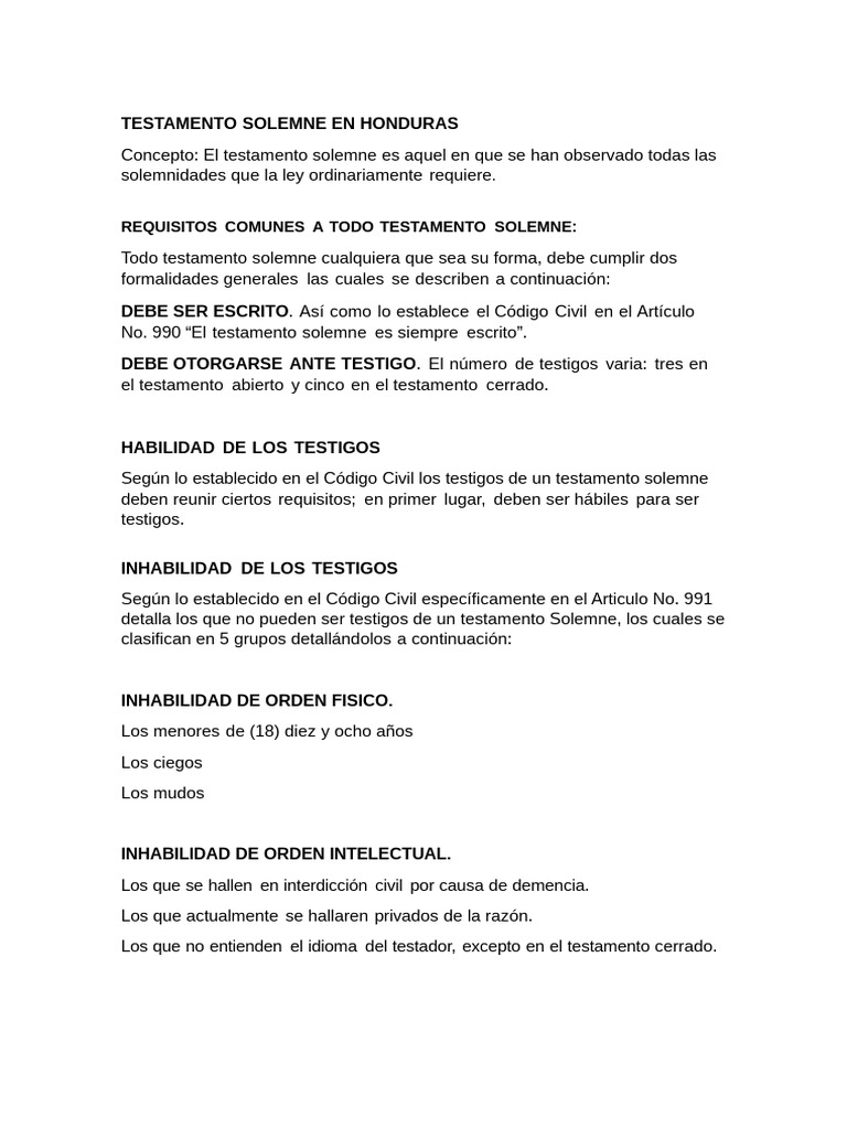 Resumen Testamento Solemne | PDF