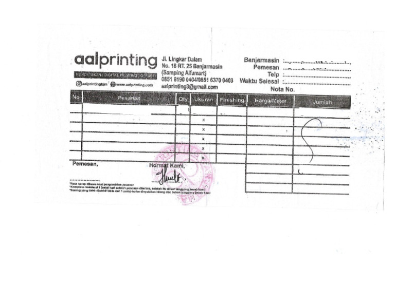 NOTA SPANDUK KOSONG | PDF