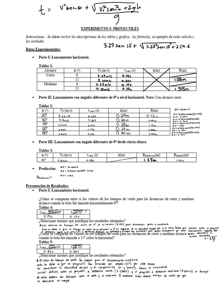 EXPERIMENTO 5 Tablas | PDF