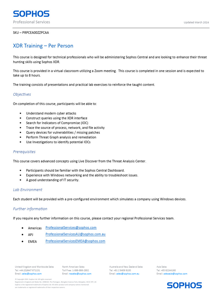 Sophos Training XDR Online | PDF