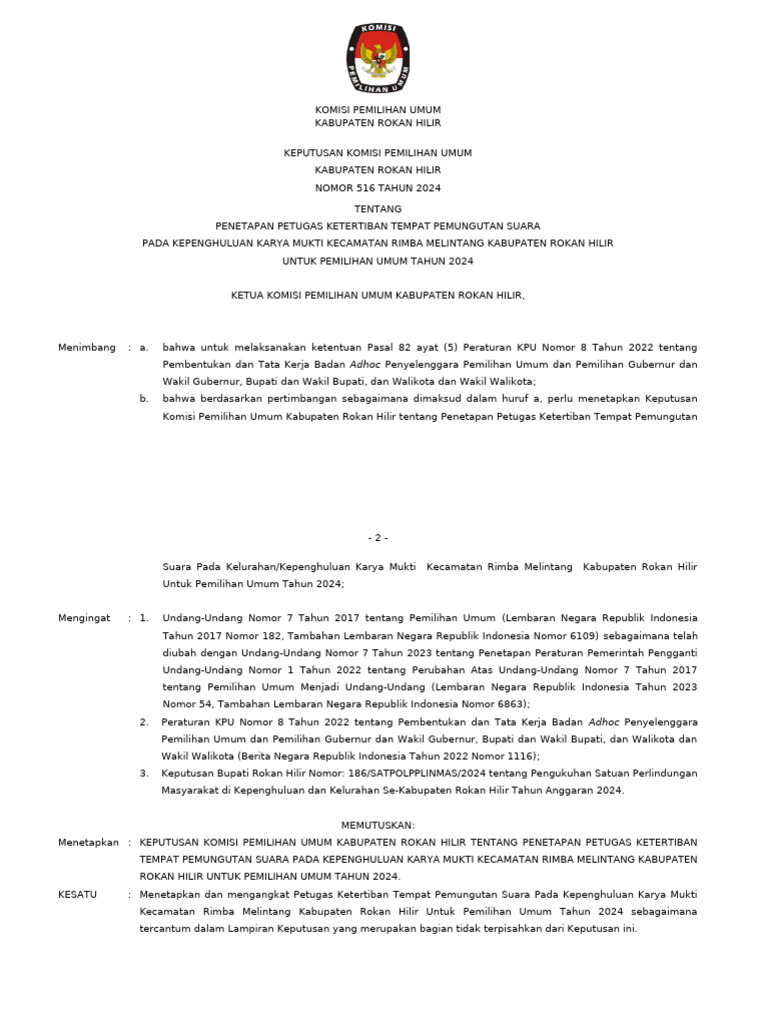 KPT PETUGAS KETERTIBAN TPS & Lampiran | PDF | Political Events | Government