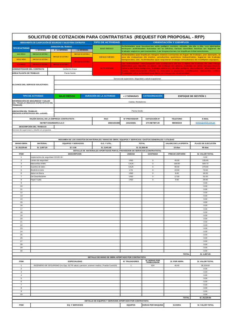 Cotizacion Ing Seguridad | PDF