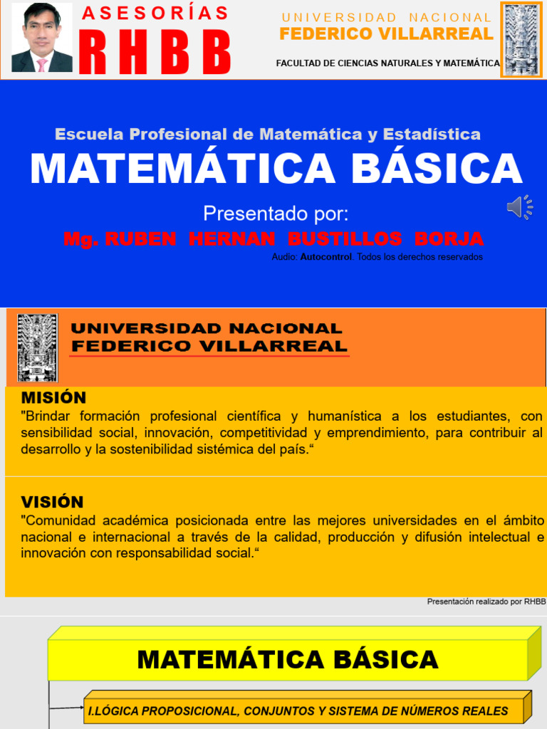 Matematica Basica LOGICA Estadistica UNFV RHBB 2024 | PDF