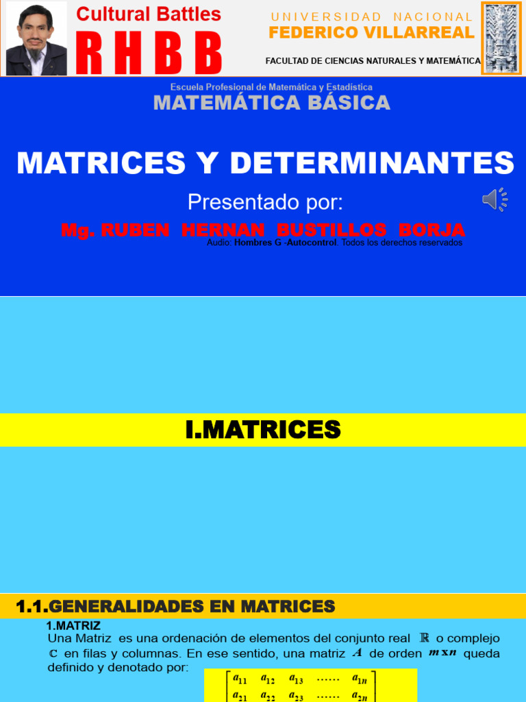 Matematica Basica - Matrices y Determinantes-Unfv-Rhbb 2024 | PDF