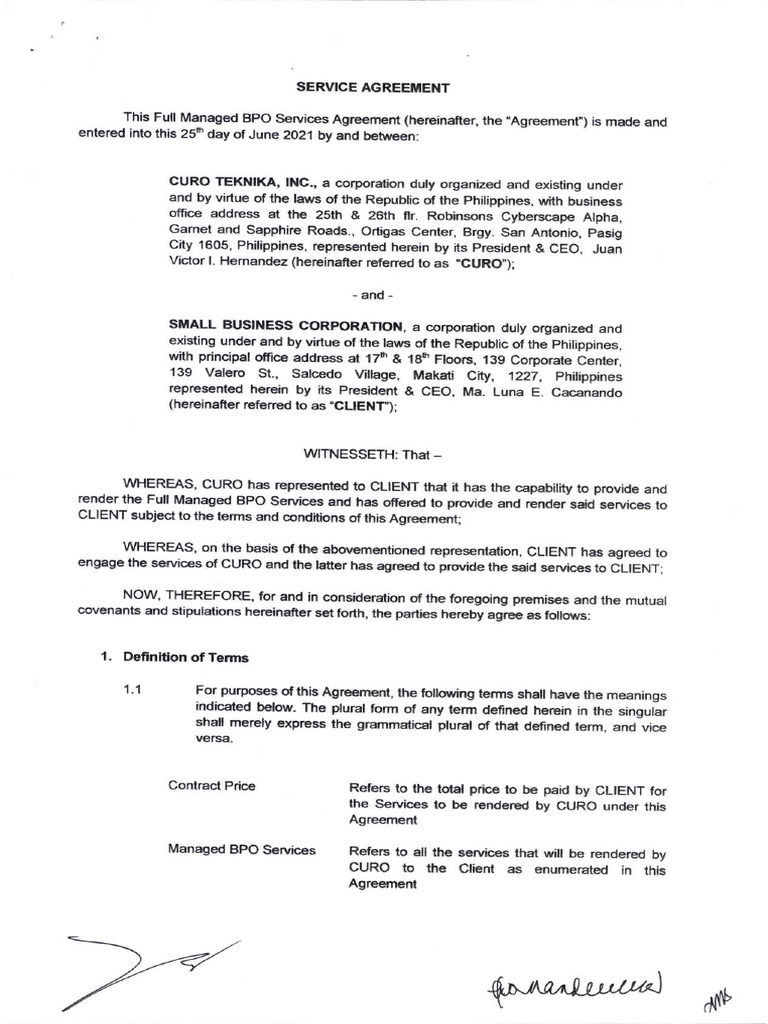 Service Agreement Signed - Compressed 1 | PDF