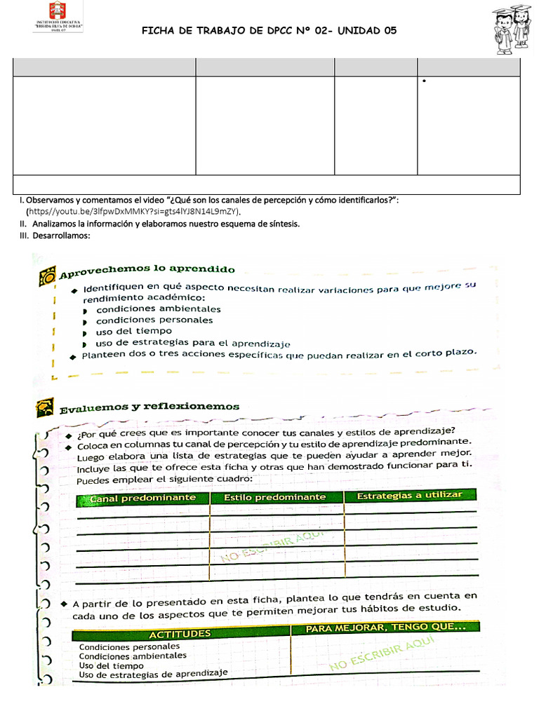 FICHA DE TRABAJO DE DPCC #02-Unidad 5-4° | PDF