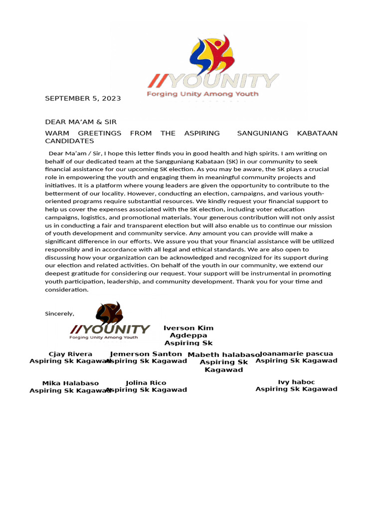 MATERIAL AND EQUIPMENT LETTER | PDF