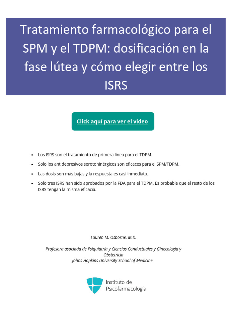 PDF - Tratamiento Farmacológico para El SPM y El TDPM Dosificación en La Fase Lútea y Cómo ...