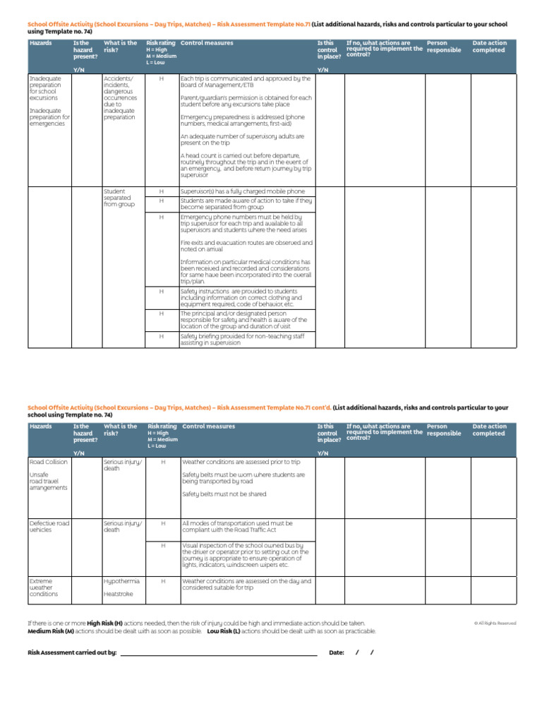 School Offsite Activity - School Excursions Day Trips Matches - No 71 | PDF