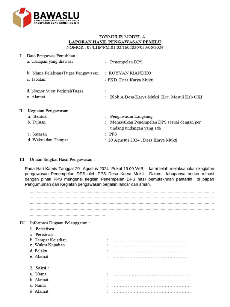 Form A Penempelan Dps KM | PDF