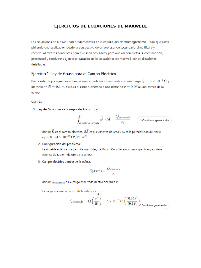 Ejercicios de Las Ecuaciones de Maxwell | PDF