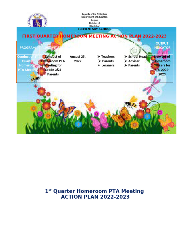 Action Plan Pta Meeting | PDF