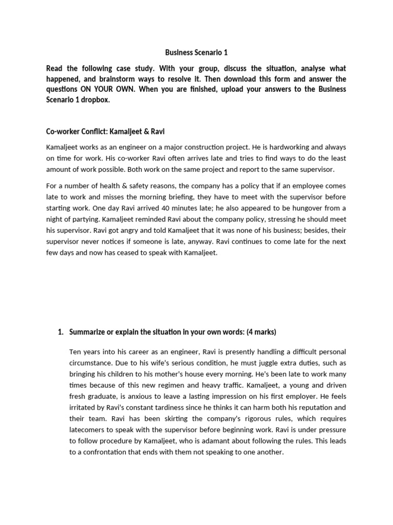 Business Scenario 1 | PDF