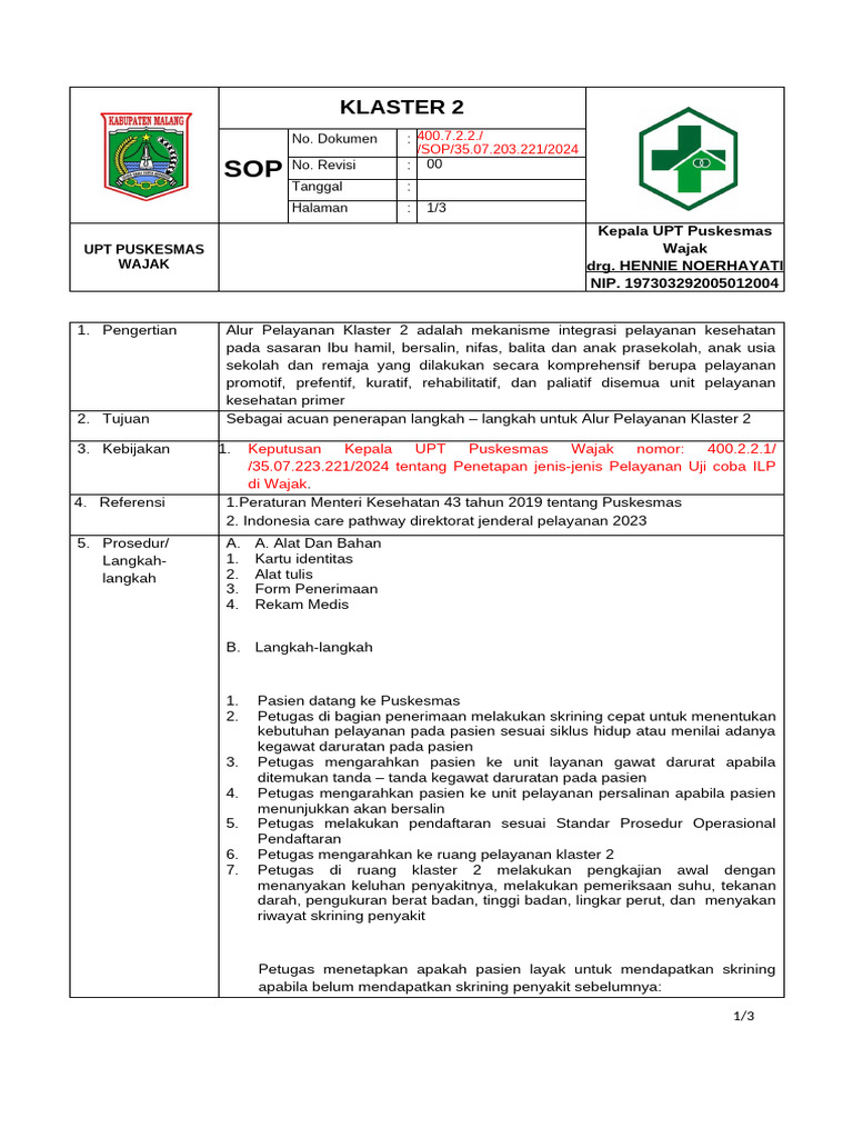 Sop Klater 2 Wajak (Uji Coba) | PDF