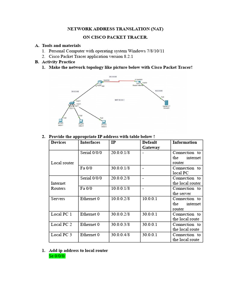 Tutorial Network Address Translation | PDF | Router (Computing) | Computers