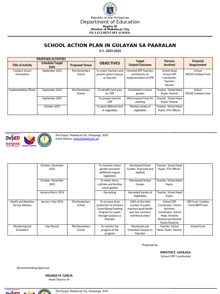 PILA ES Action-Plan-GPP - 23-24 | PDF