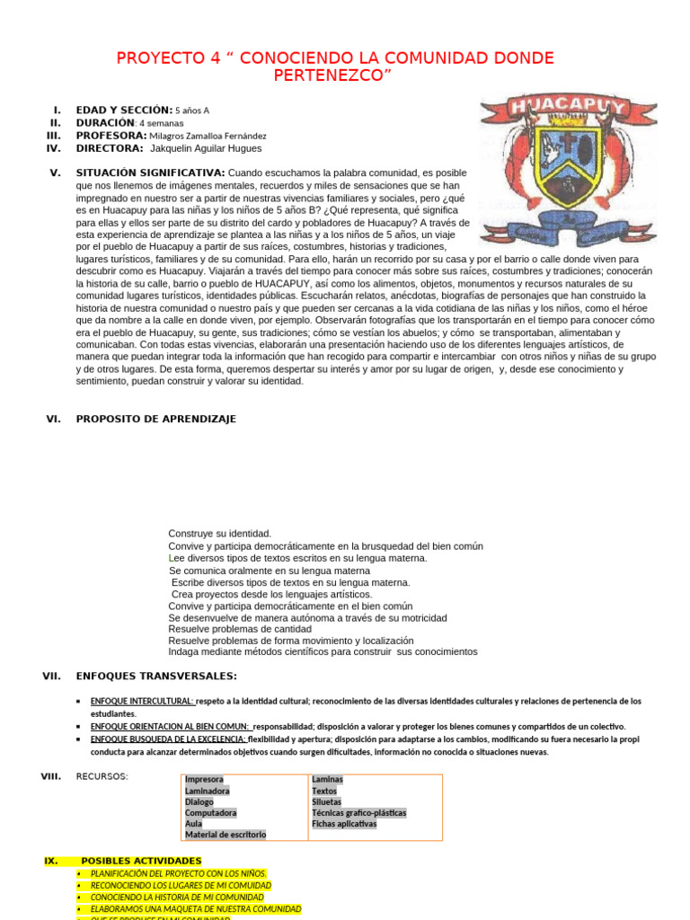 Proyecto Mi Comunidad 2024 | PDF | Comunicación no verbal | Ciencias ...