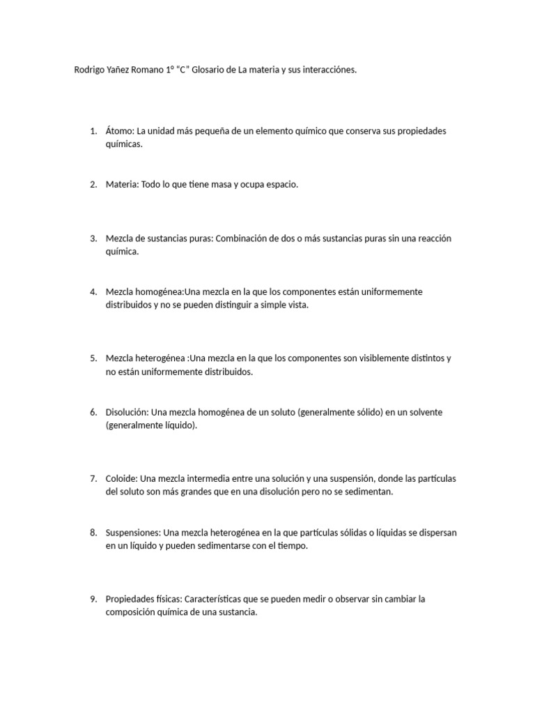Glosario de Química | PDF