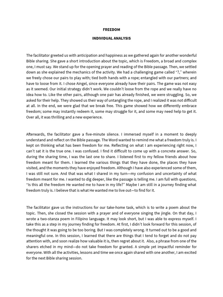 Exploring Freedom Through Bible Sharing | PDF