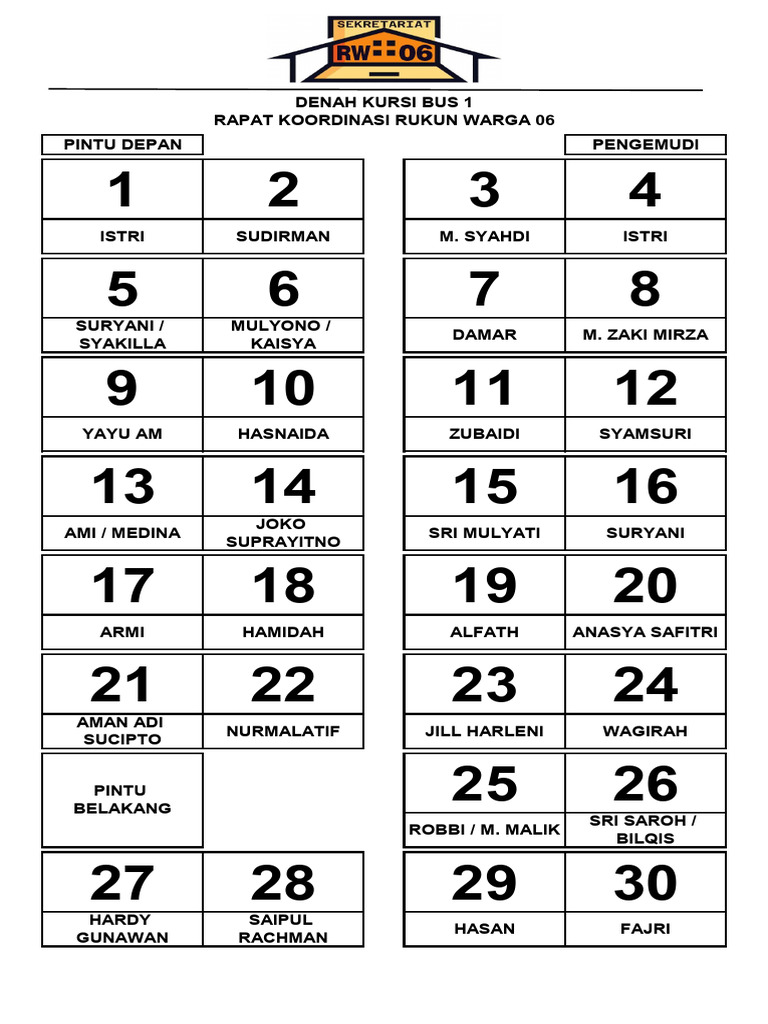 Denah Kursi Bis | PDF