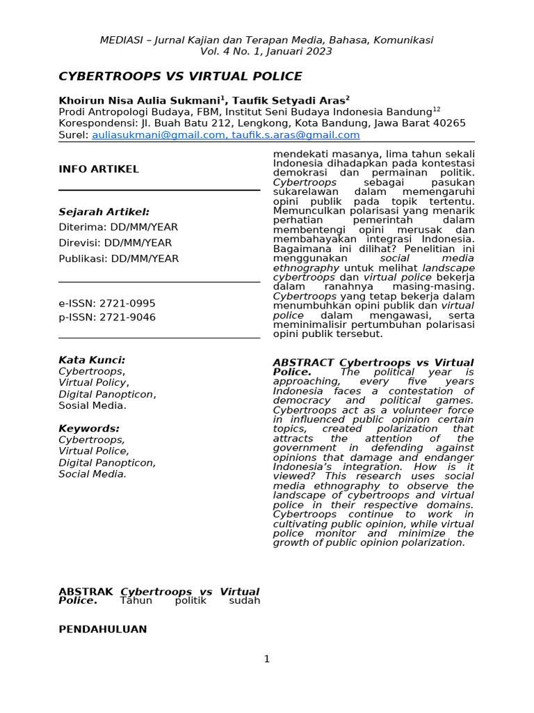 Cybertroops Vs Virtual Police - Edit | PDF