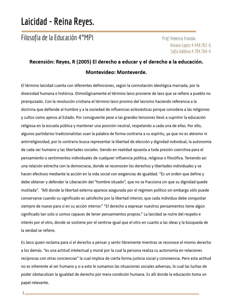 Laicidad-Reina Reyes | PDF