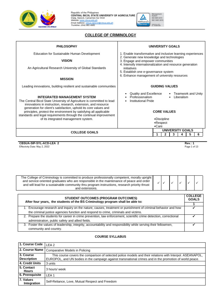 Lea 2 Course Syllabus | PDF