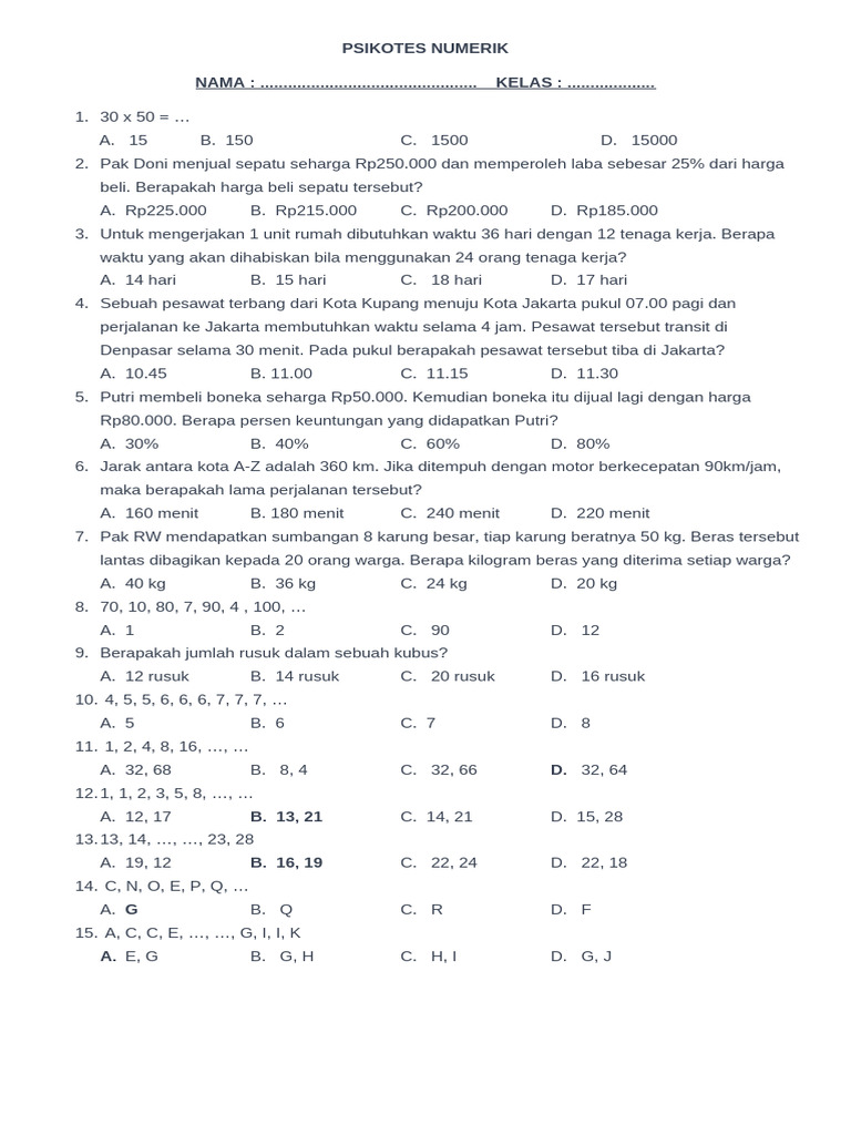 Psikotes Numerik | PDF
