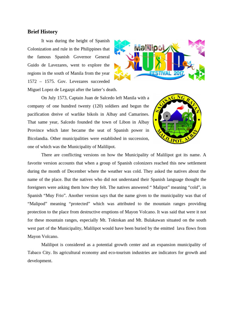 Brief History of Malilipot | PDF