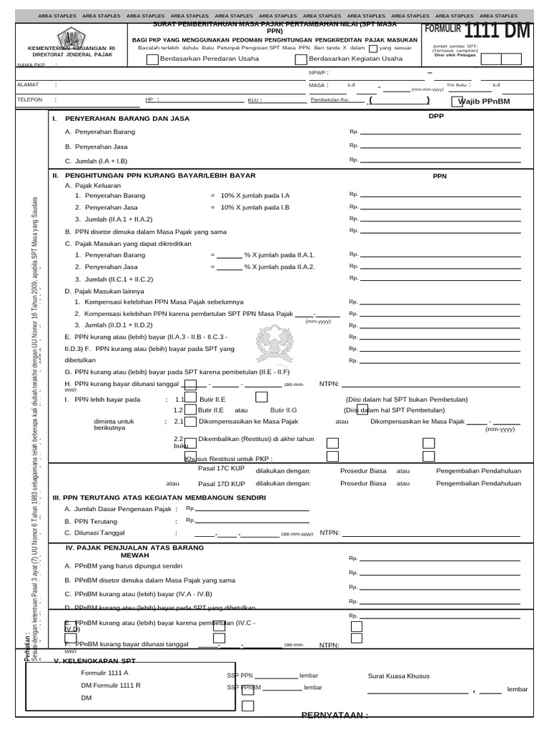 FORM SPT Masa PPN 1111.pdf DM | PDF