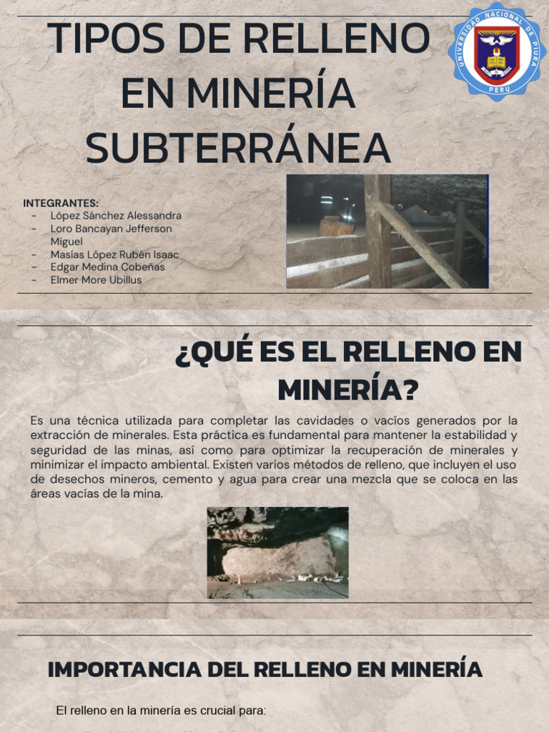 Tipos de Relleno en Mineria Subterranea | PDF