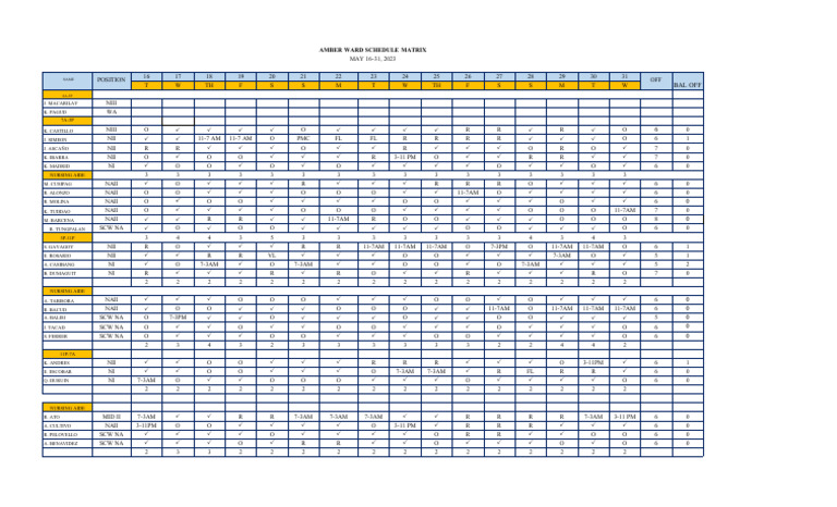 SCHEDULE MATRIX - AUGUST 16-31 (8hrs) | PDF