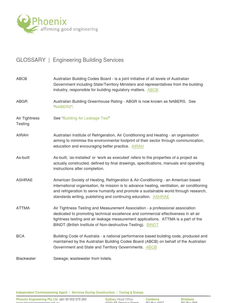 Glossary Engineering Building Services | PDF | Hvac | Green Building