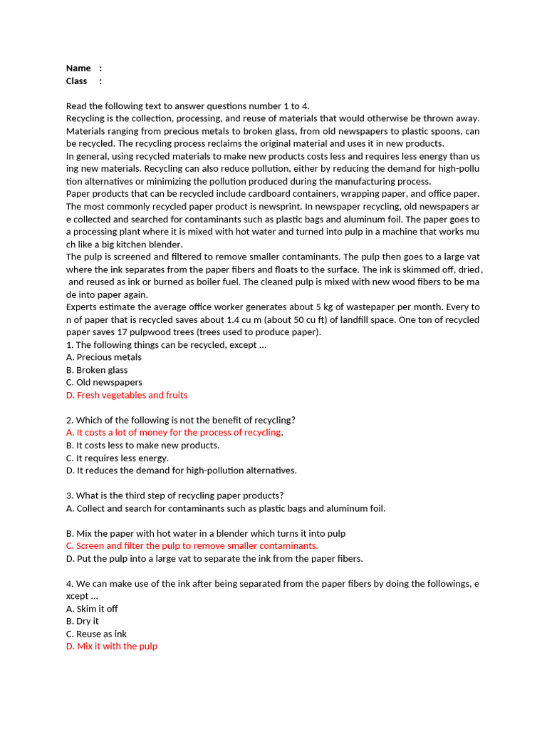 T.3 - Quiz of Explanation Text | PDF