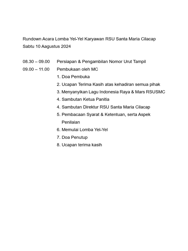 Naskah MC Acara Lomba Yel2 | PDF