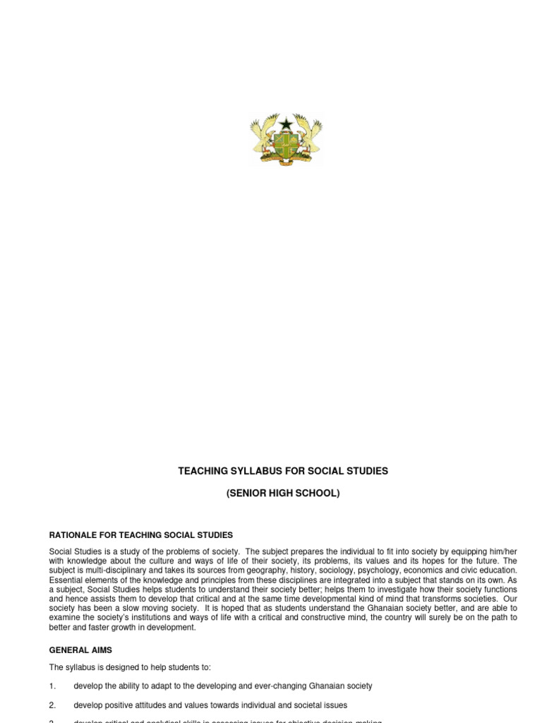 Teaching Syllabus For Social Studies Sen | PDF | Educational Assessment ...