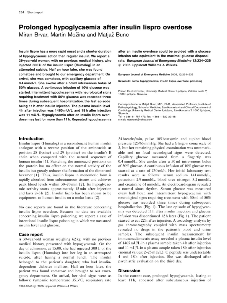 Hipoglicemia Por Lispro | PDF