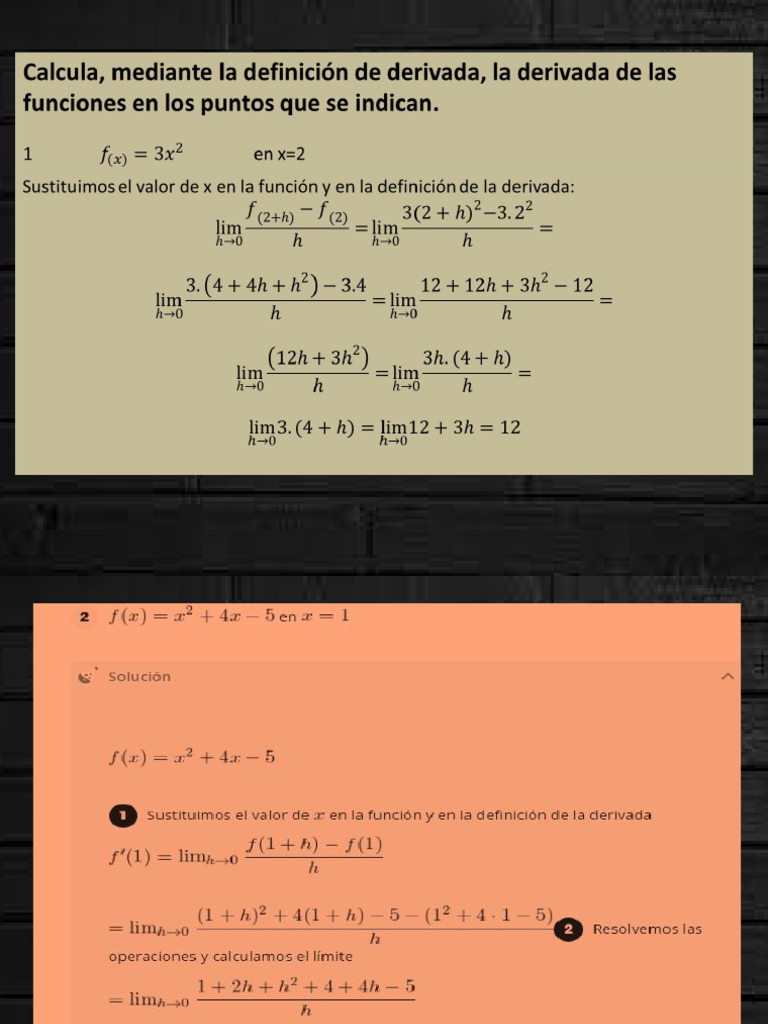 Derivadas y Las Reglas de Derivación - C2 - Ejercicios Resueltos de Cociente Incremental | PDF