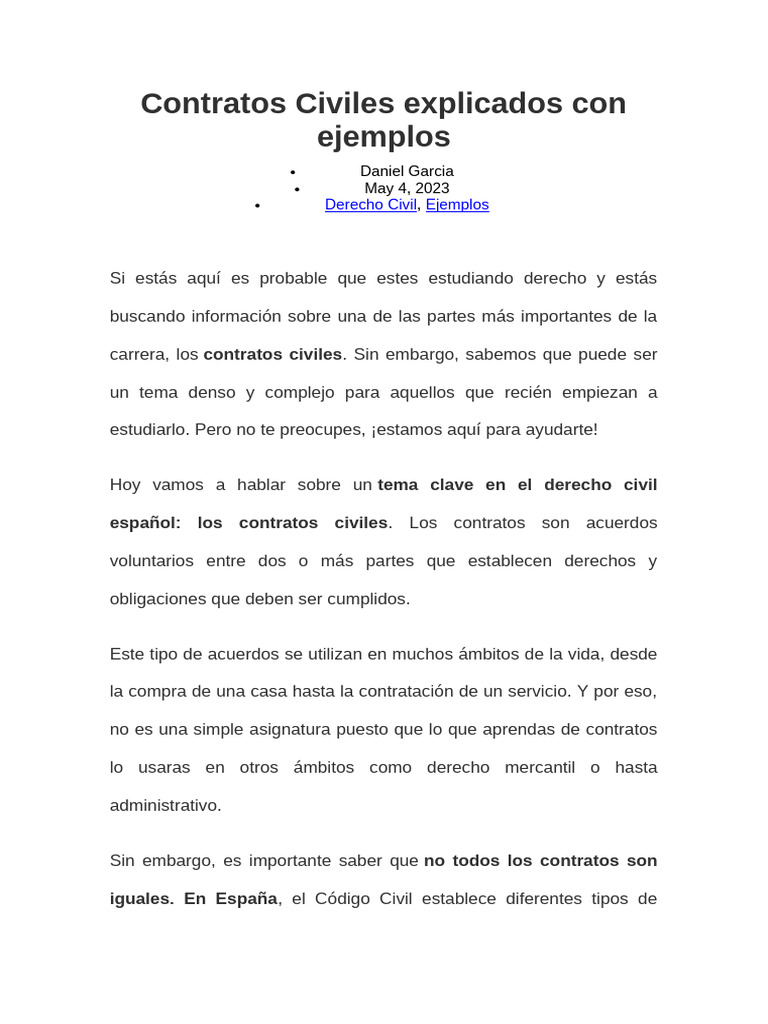 Contratos Civiles Explicados Con Ejemplos | PDF