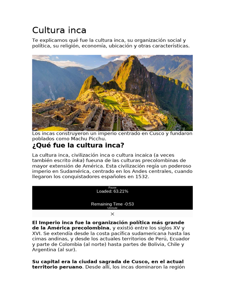 Cultura Inca | PDF