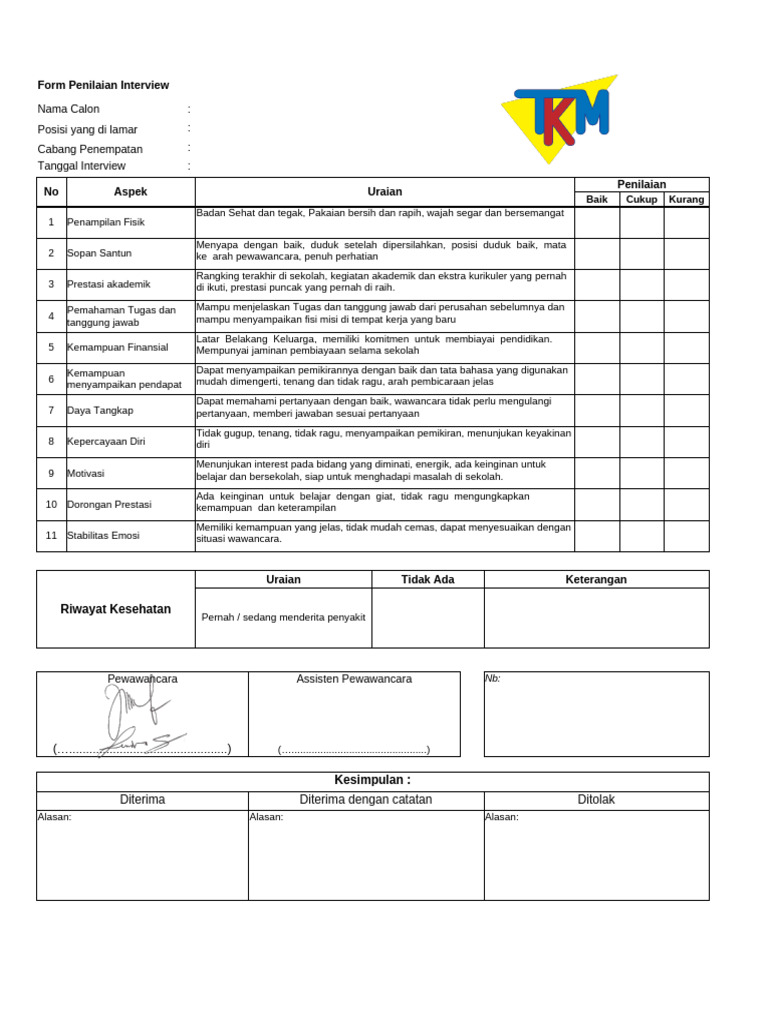 Form Penilaian | PDF