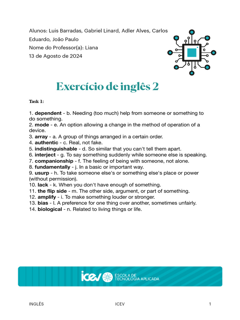 Exercicio de Ingles 2 | PDF