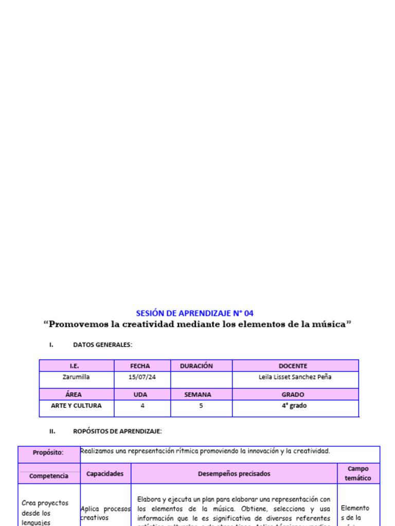 Sesión de Aprendizaje N5 - Unidad 4 - 4 Secundaria | PDF