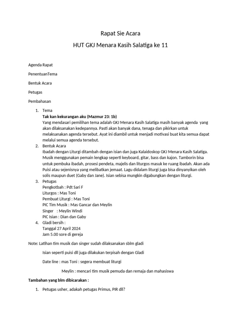 Rapat Sie Acara | PDF