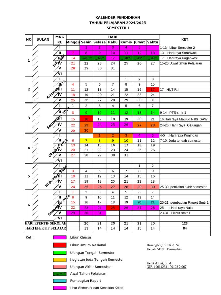 Kalender Pendidikan 2024-2025 | PDF