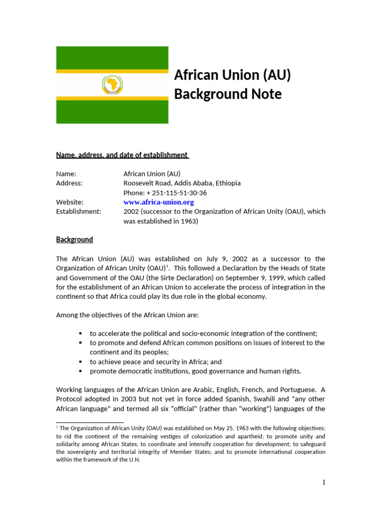 African Union | PDF | African Union | Politics