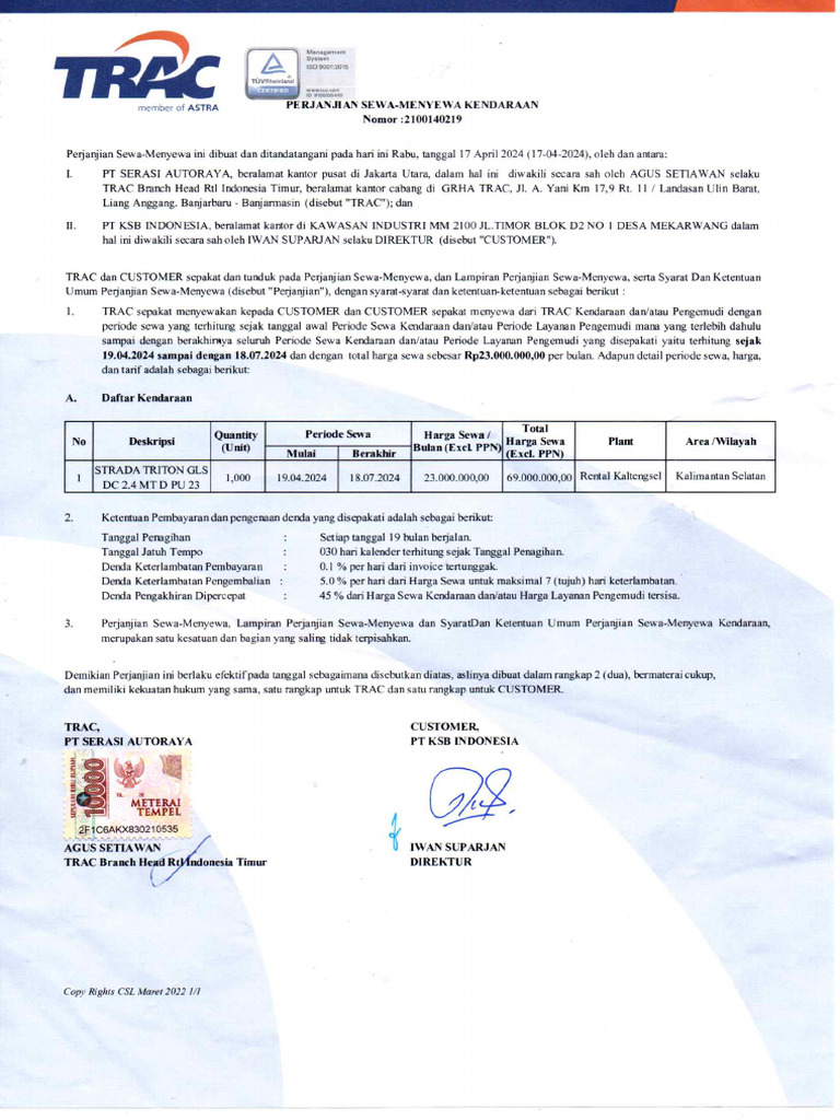 Contract TRAC 1 | PDF