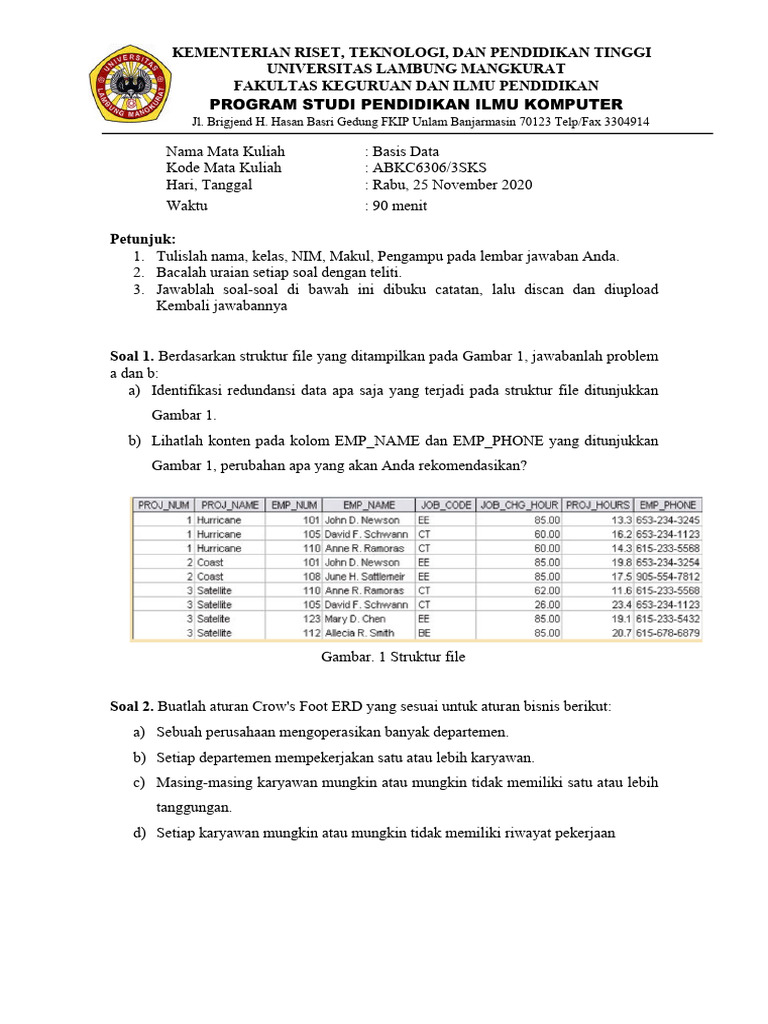 Soal-Uts 20201 - Basis Data | PDF